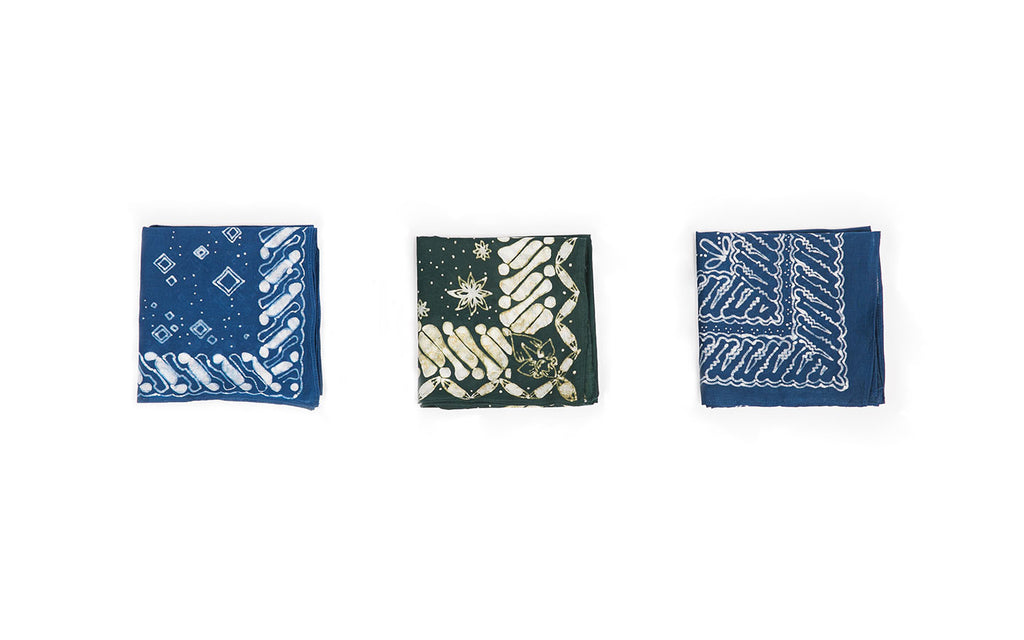 Batik Parang Handkerchief - hand drawn 'batik tulis' indigo-dyed – The ...